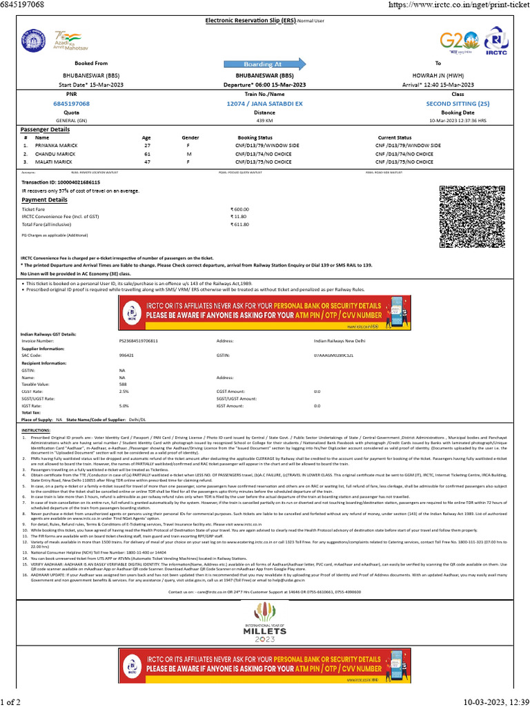 Bandra UTS Scanner Ticket Details | PDF