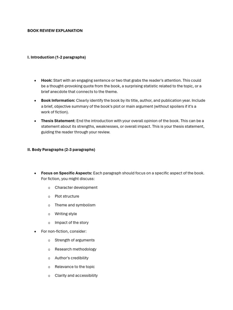 Book Review Format Guide | PDF | Books