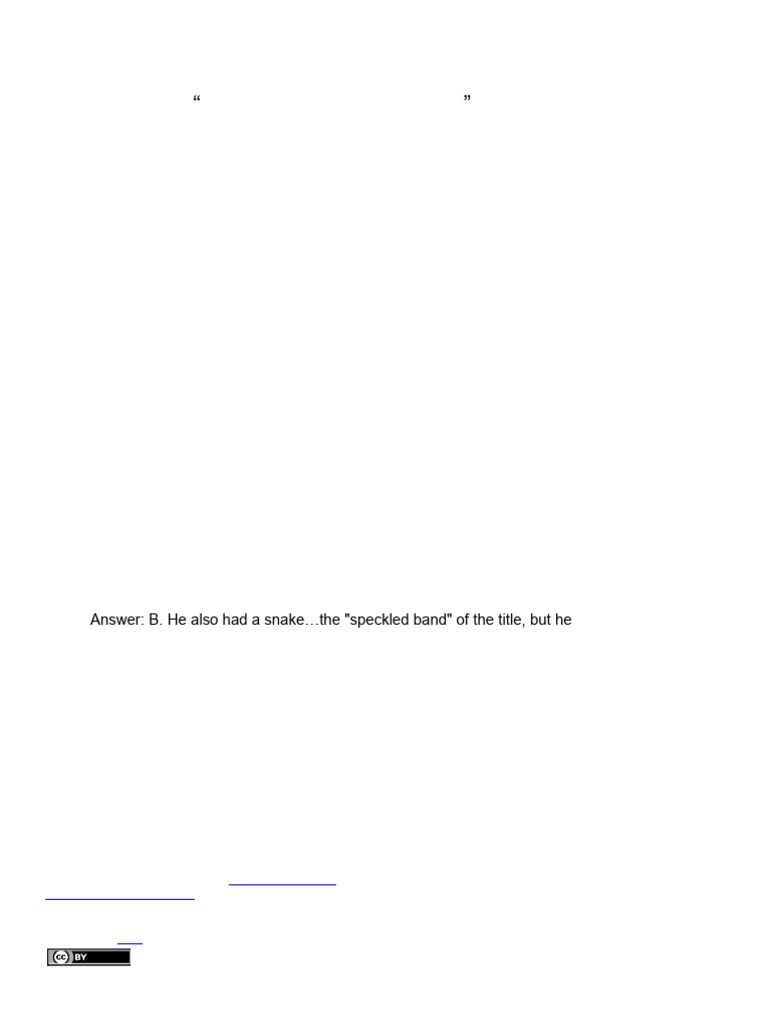 Speckled Band Quiz Answers and Analysis | PDF | Dr. Watson | Fictional ...