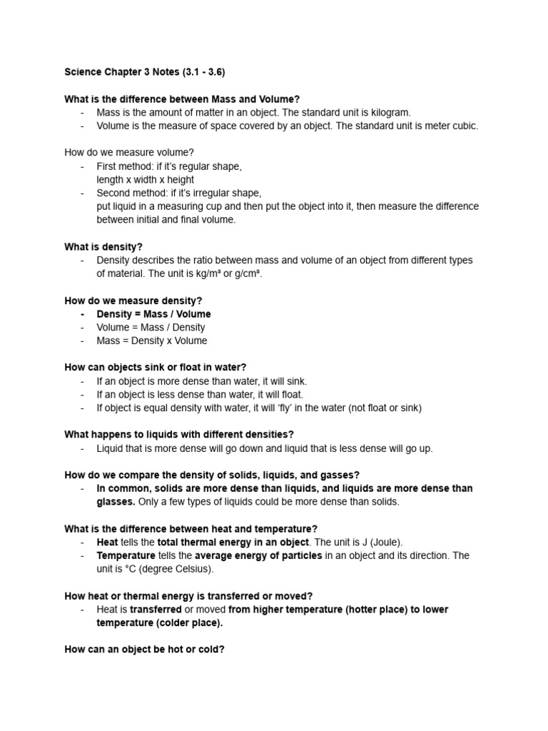 Chapter 3: Heat and Density Concepts | PDF | Density | Heat