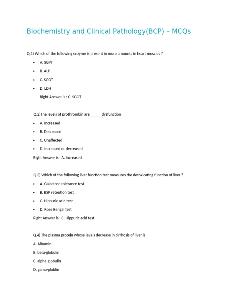 Biochemistry and Clinical Pathology MCQs | PDF | Dna | Glycolysis