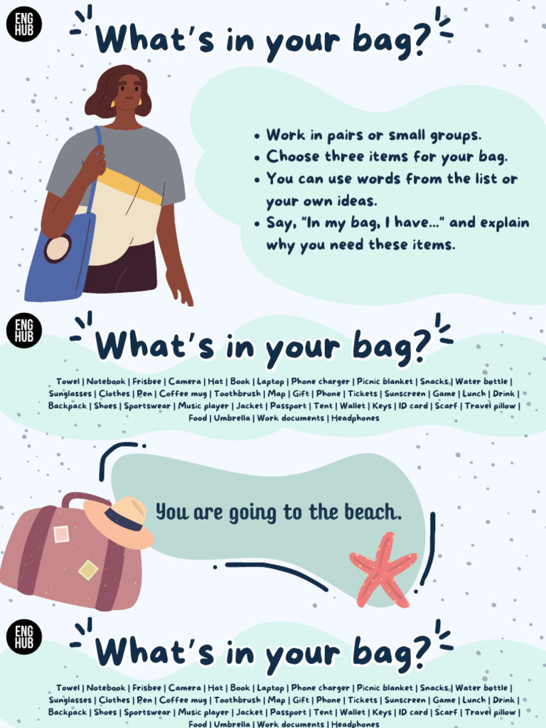 A1-A2 Whats in Your Bag | PDF | Laptop | Consumer Goods