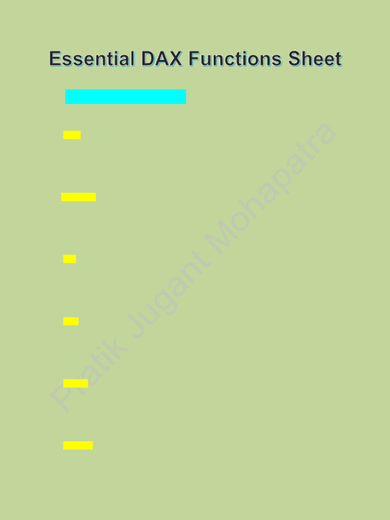 @PowerBI - Ir - Essential DAX Functions Sheet | PDF | Computing | Computer Programming