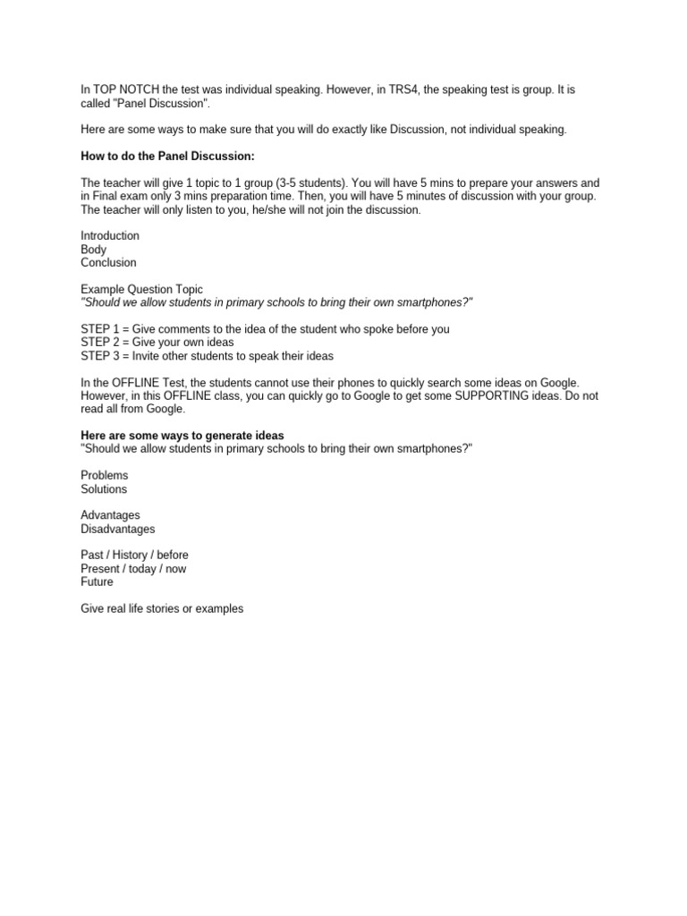 Panel Discussion Guidance | PDF