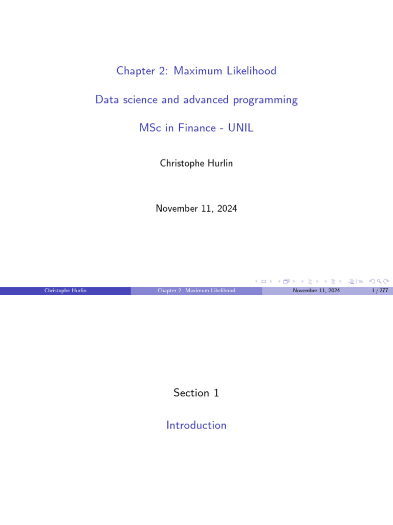 Chapter 2 - Maximum Likelihood - HEC_Lausanne | PDF | Regression Analysis | Statistical Theory