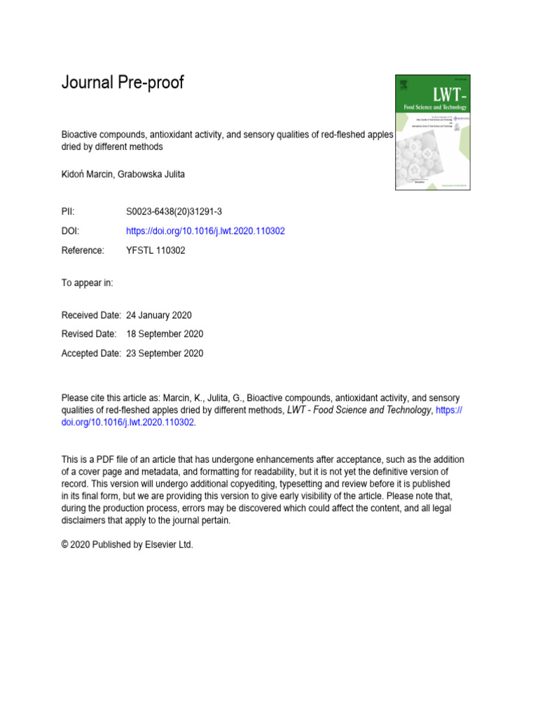Red-Fleshed Apples: Drying Methods Impact | PDF | Polyphenol | Phenolic ...