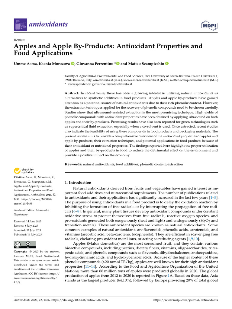 Apples and Apple ByProducts-Antioxidant Properties and Food ...
