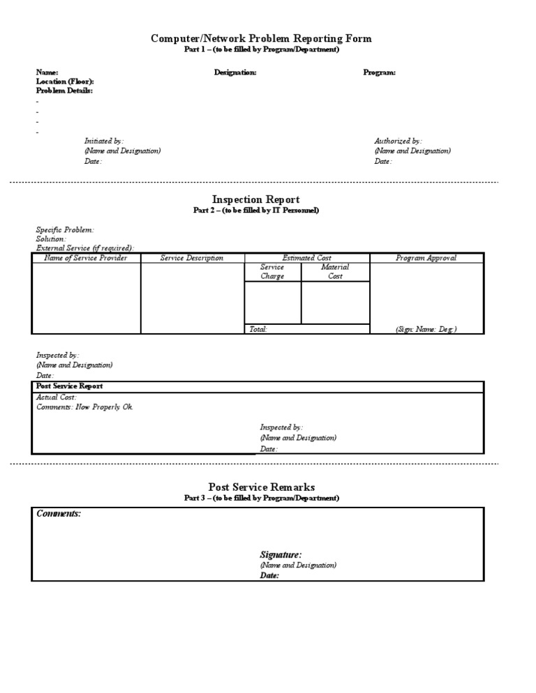 Computer Network Issue Reporting Form | PDF