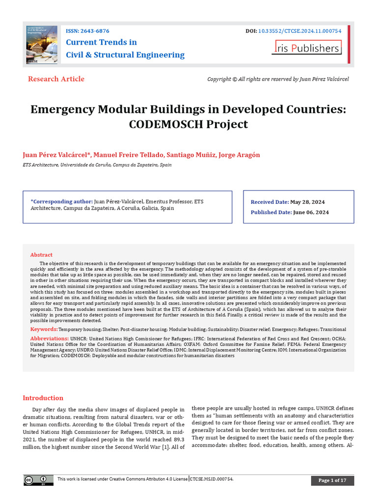 Emergency Modular Buildings in Developed Countries | PDF | Humanitarian ...