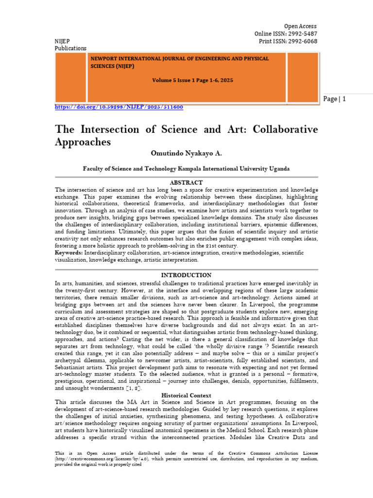 The Intersection of Science and Art: Collaborative Approaches (www.kiu.ac.ug) | PDF | Science ...