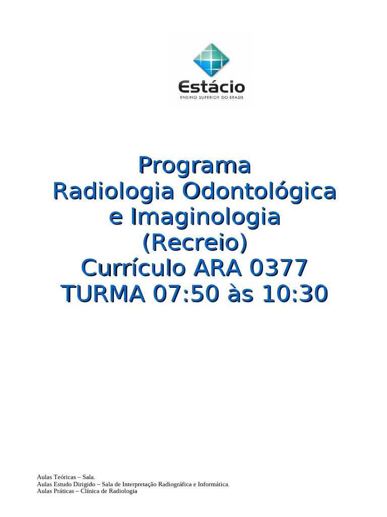 Programa Radiologia 2025.1 - Recreio - MANHÃ | PDF | Sistema de saúde | Ciências da Saúde