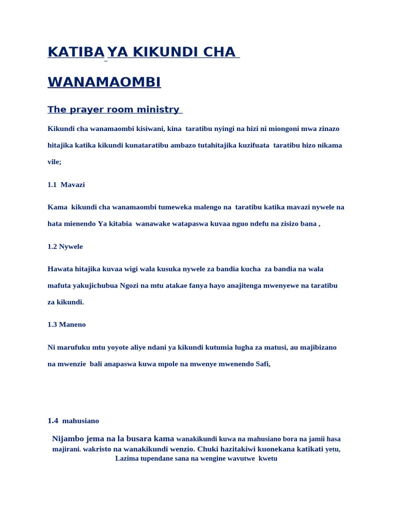 Katiba Ya Kikundi Cha Wanamaombi | PDF