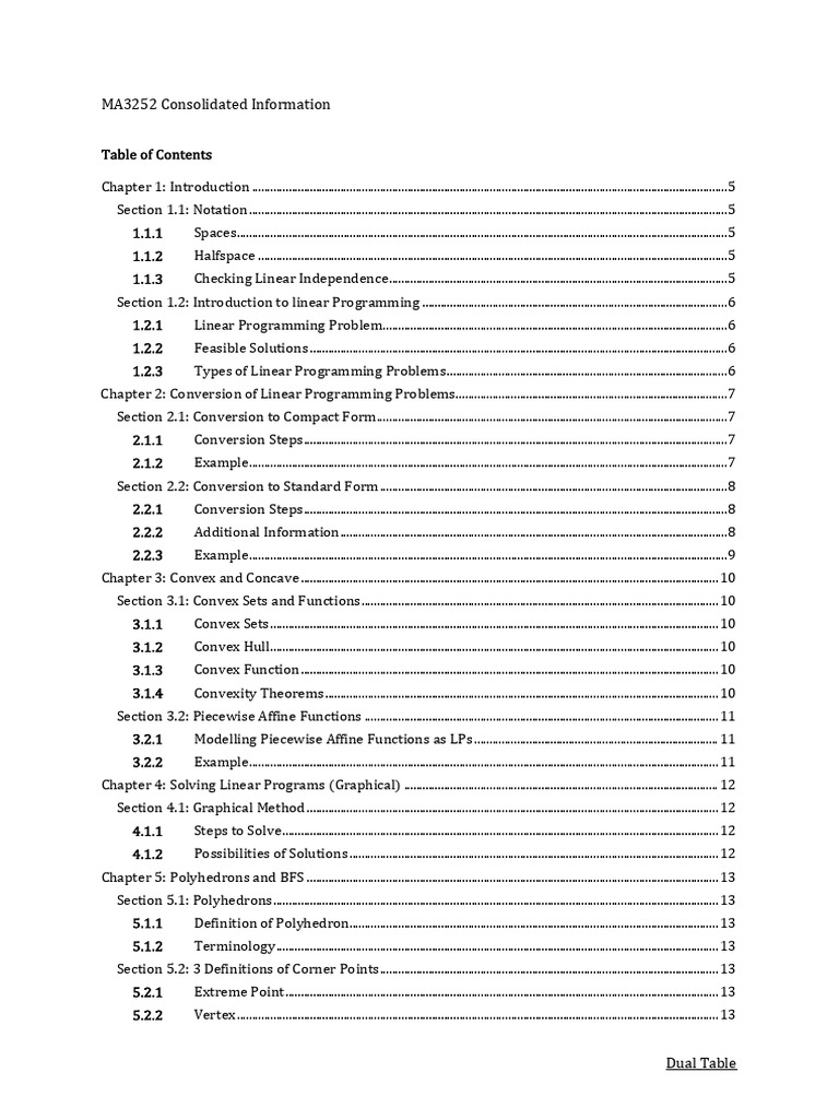 Ma3252 Cheatsheet | PDF | Linear Programming | Theoretical Computer Science