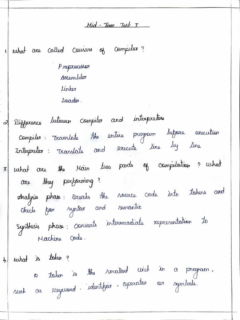 compiler design(Mid term answers 1) | PDF