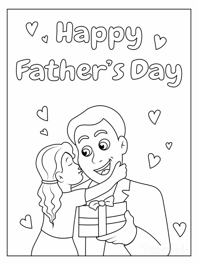 Fathers Day Coloring Pages Father Daughter Gift Hearts | PDF