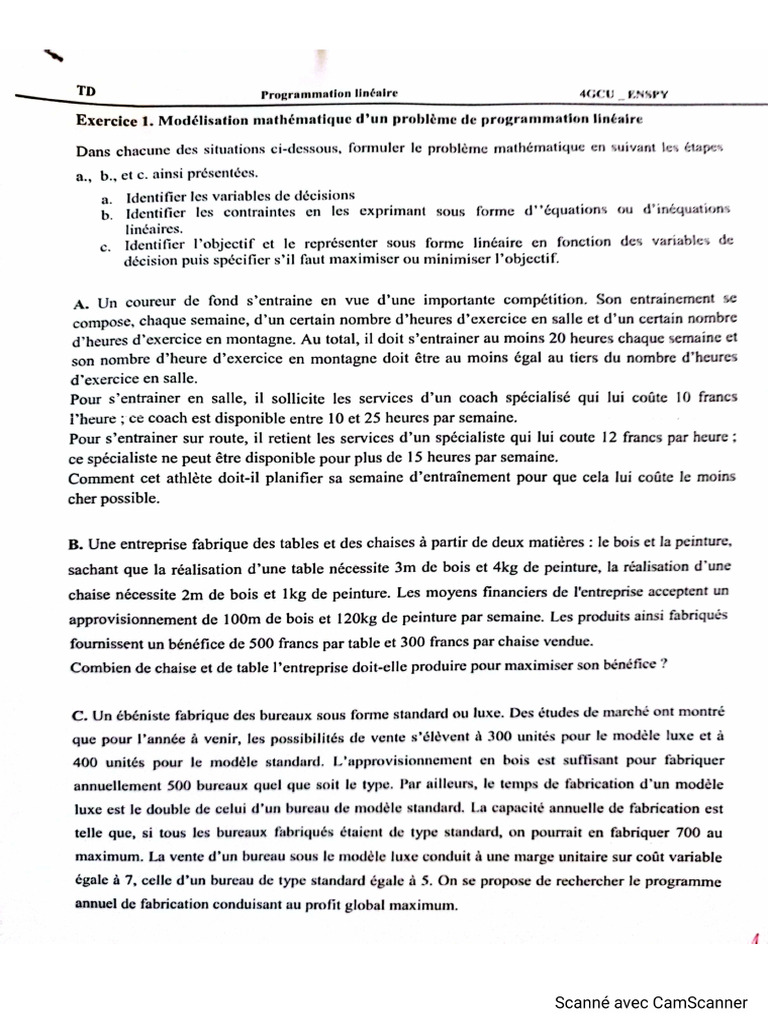 TD Programmation Linéaire | PDF