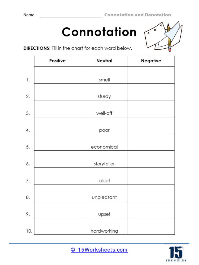 Worksheet of Connotation | PDF