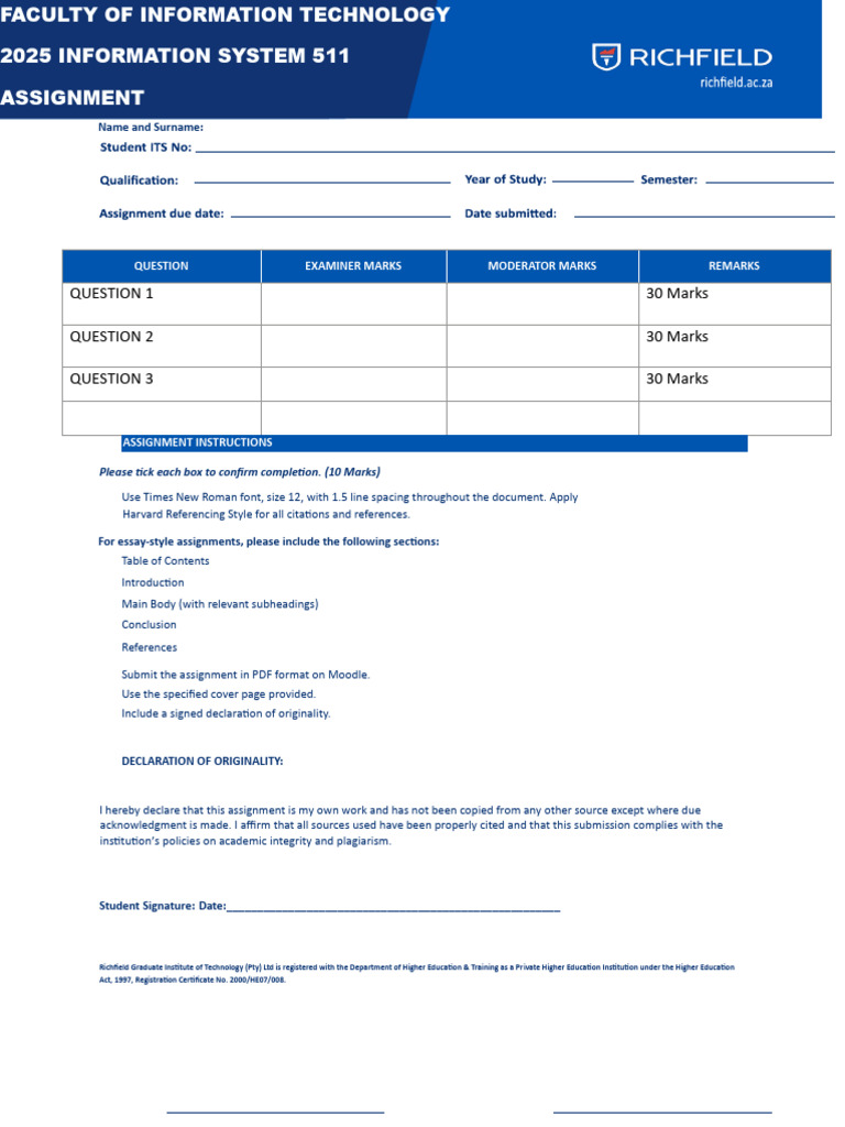 2025 Information System 511 Assignment - IT | PDF