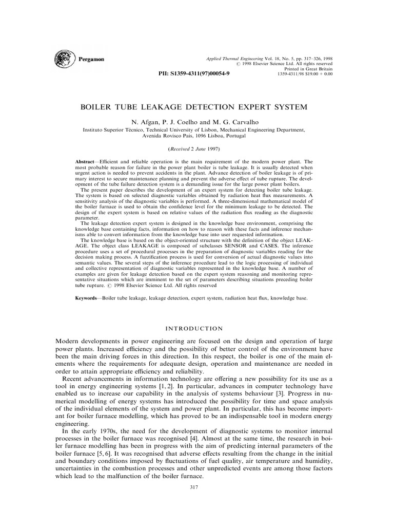 Boiler Tube Leakage Detection Expert System Pdf Turbulence Boiler