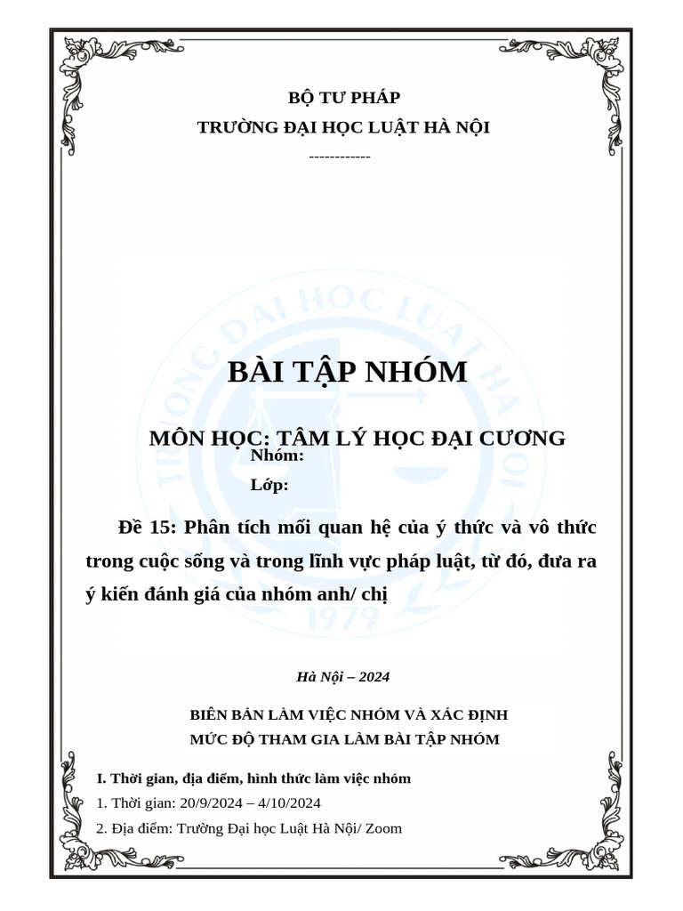FINAL BTN TÂM LÝ HỌC | PDF