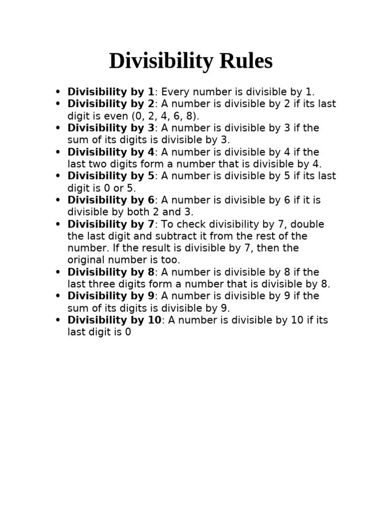 Divisibility Rules | PDF