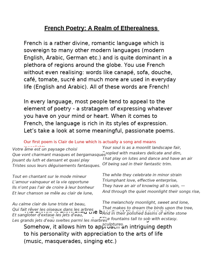 The Art Within French Poetry | PDF