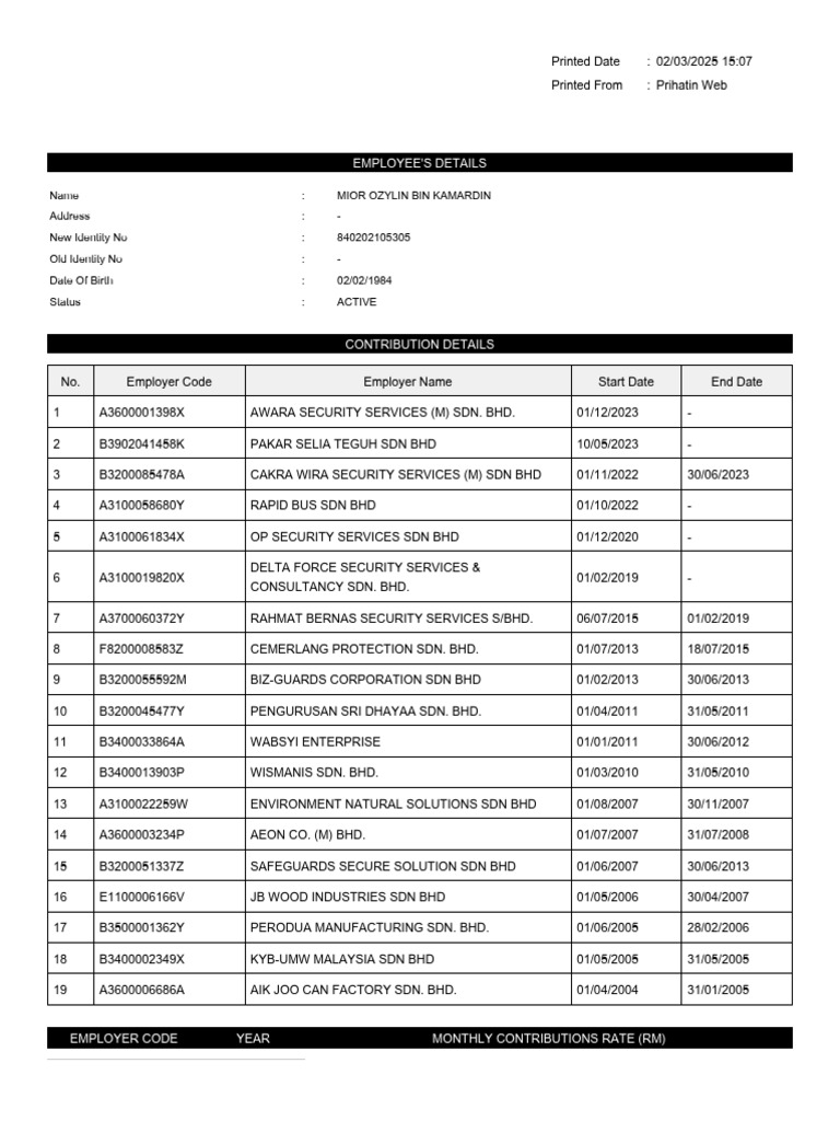 Employee Statement Summary - 840202105305 | PDF