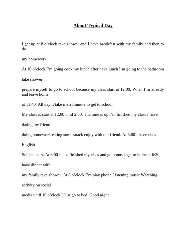 My Typical School Day Routine | PDF