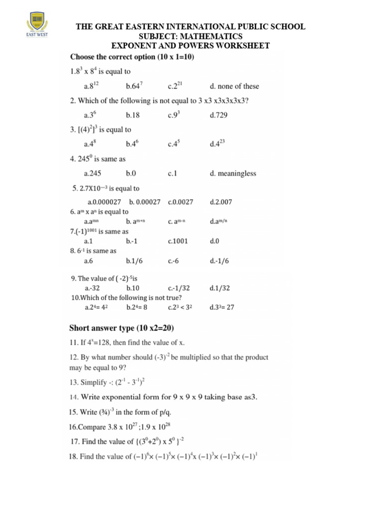 Grade 7 Maths WOrksheet | PDF