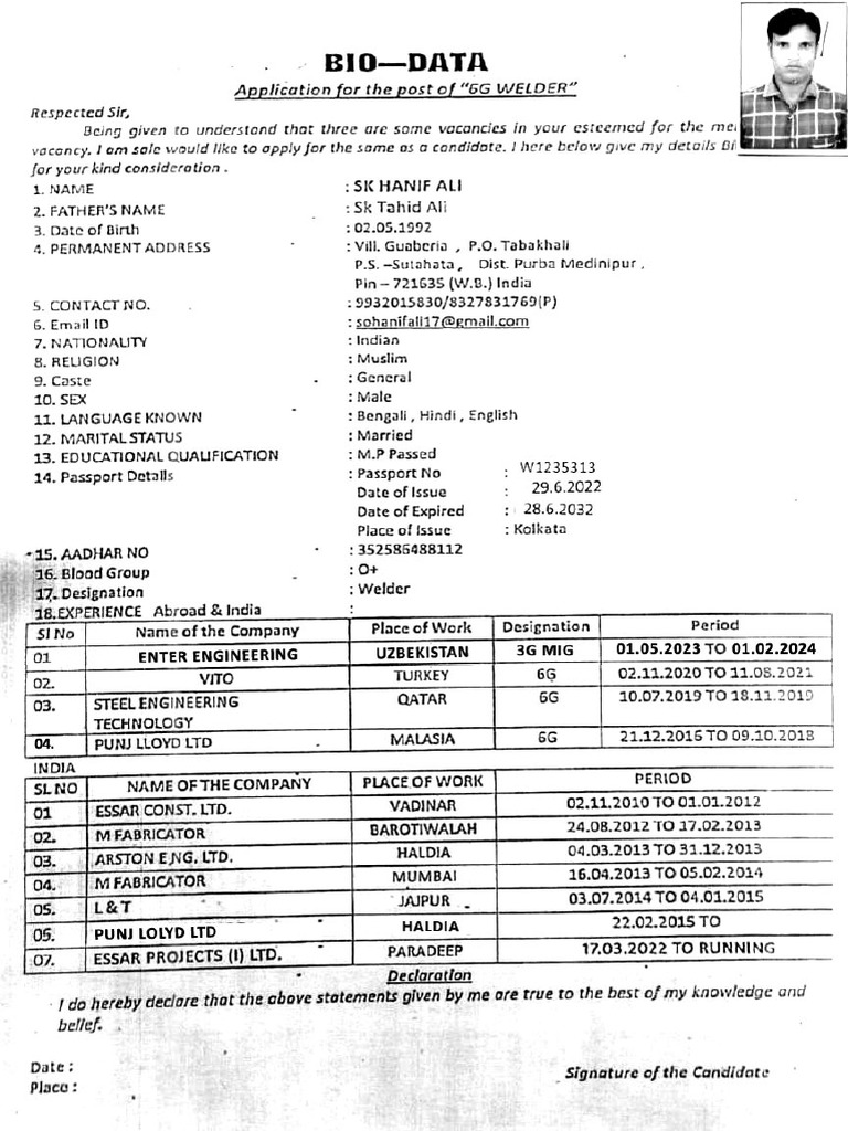 S.K Hanif Ali Documents | PDF