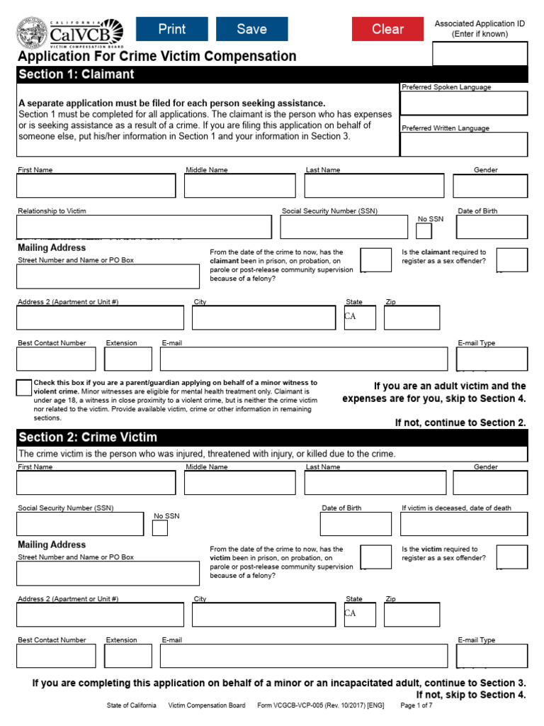 California Crime Victim Compensation Form | PDF | Criminal Justice ...