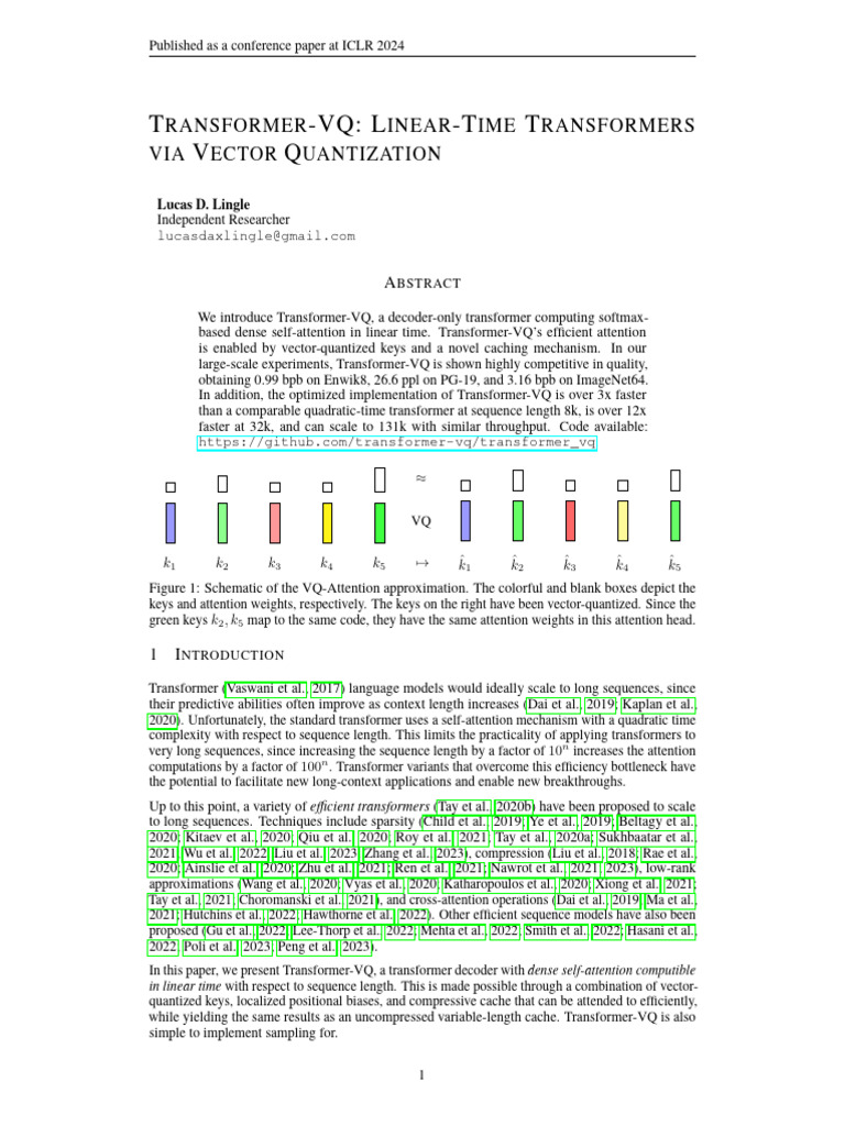 2024 Transformer-VQ Lingle ArXiv | PDF | Applied Mathematics | Machine Learning