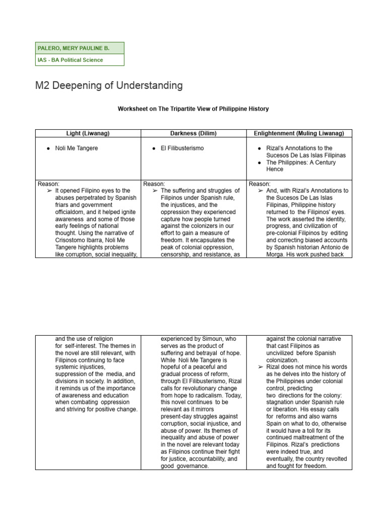 Section 12 - Rizal - Palero M2 Deepening of Understanding | PDF | Philippines
