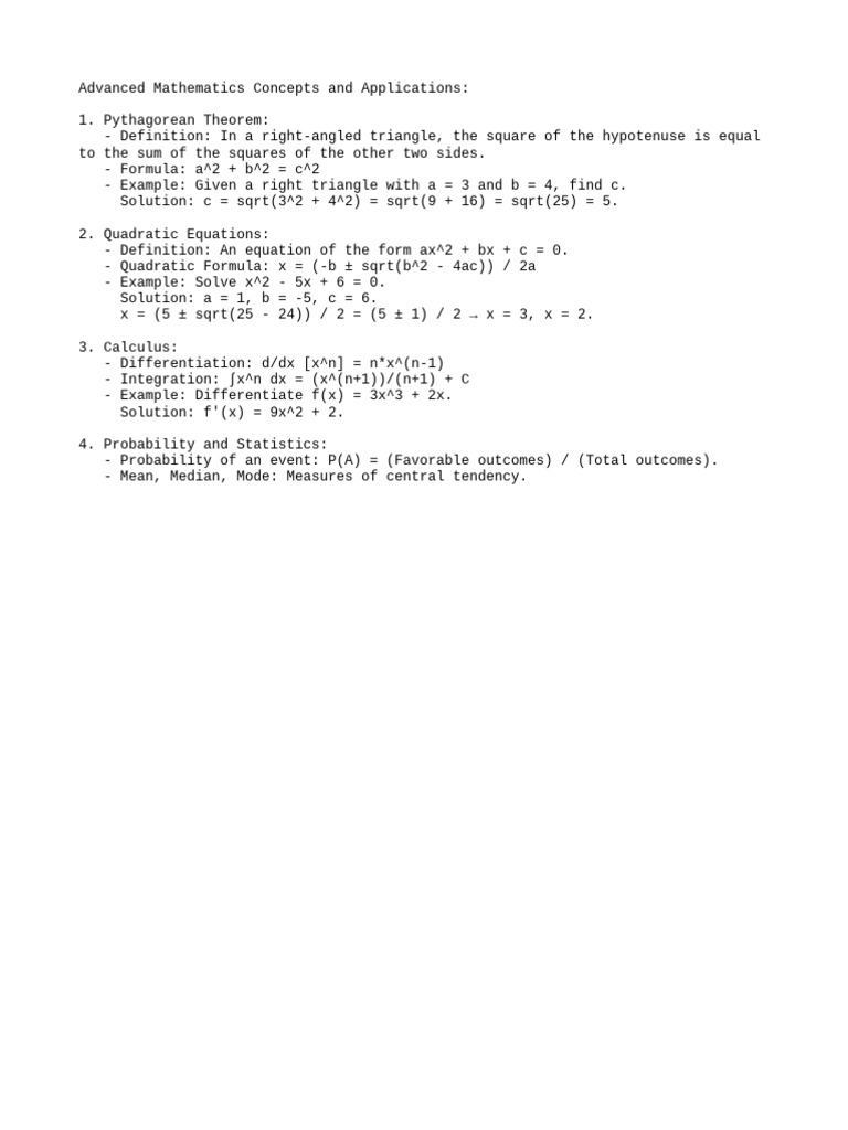 Advanced Math Concepts Explained | PDF