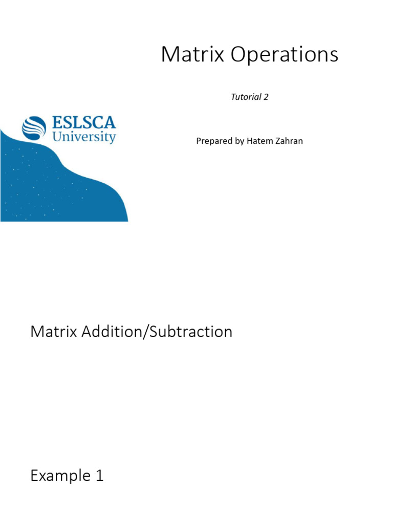 Tutorial 2 - Matrix Operations | PDF