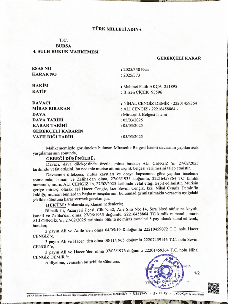 Sulh Hukuk Mahkemesỉ | PDF