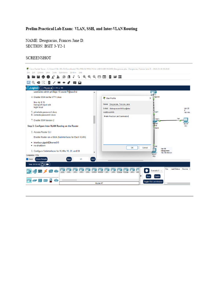 Annotated Prelim Practical Lab Exam Deogracias | PDF | Network Switch | Router (Computing)