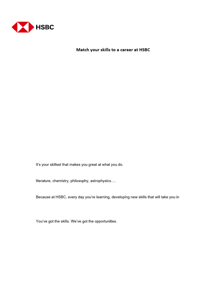 Match Your Skills To A Career at HSBC Transcript | PDF
