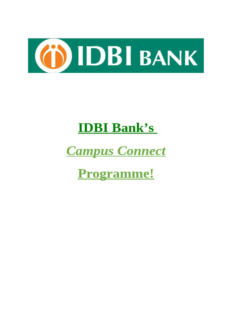 Campus Connect IDBI Bank | PDF | Banks | Master Of Business Administration