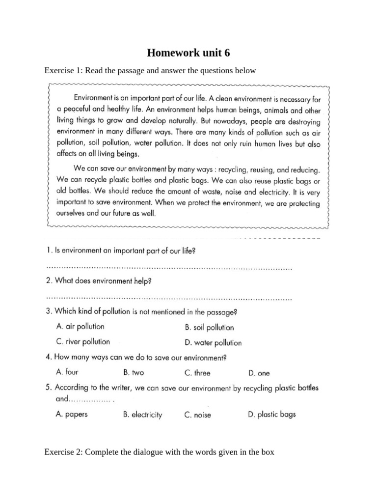 Homework Unit 6 Reading | PDF