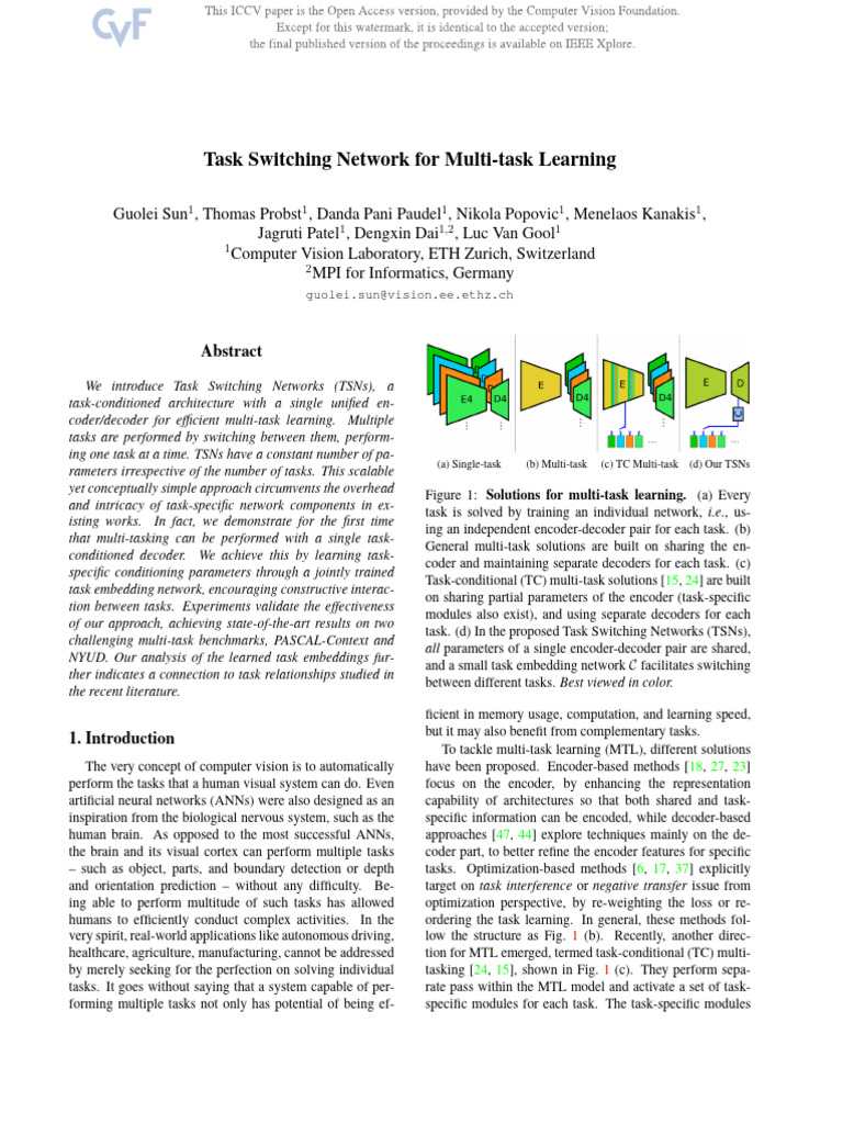 2021 - Task Switching Network For Multi-Task Learning - Sun Et Al | PDF | Image Segmentation ...