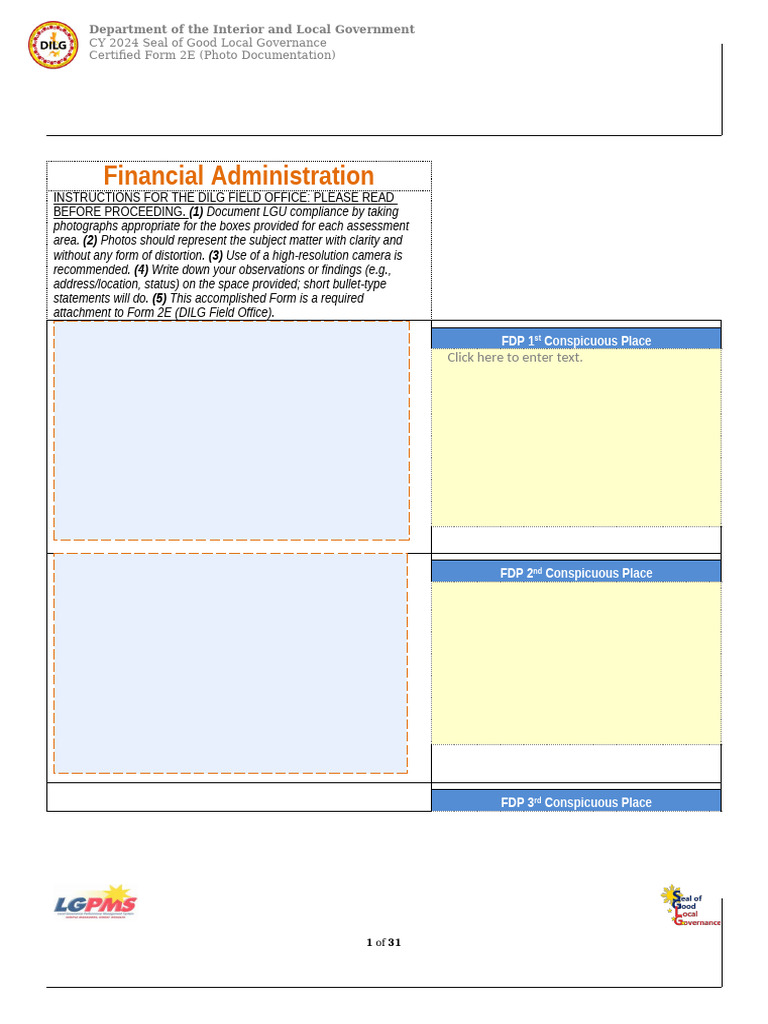 Form 2E For DILG FO Photo Documentation - As of May2024 DM | PDF