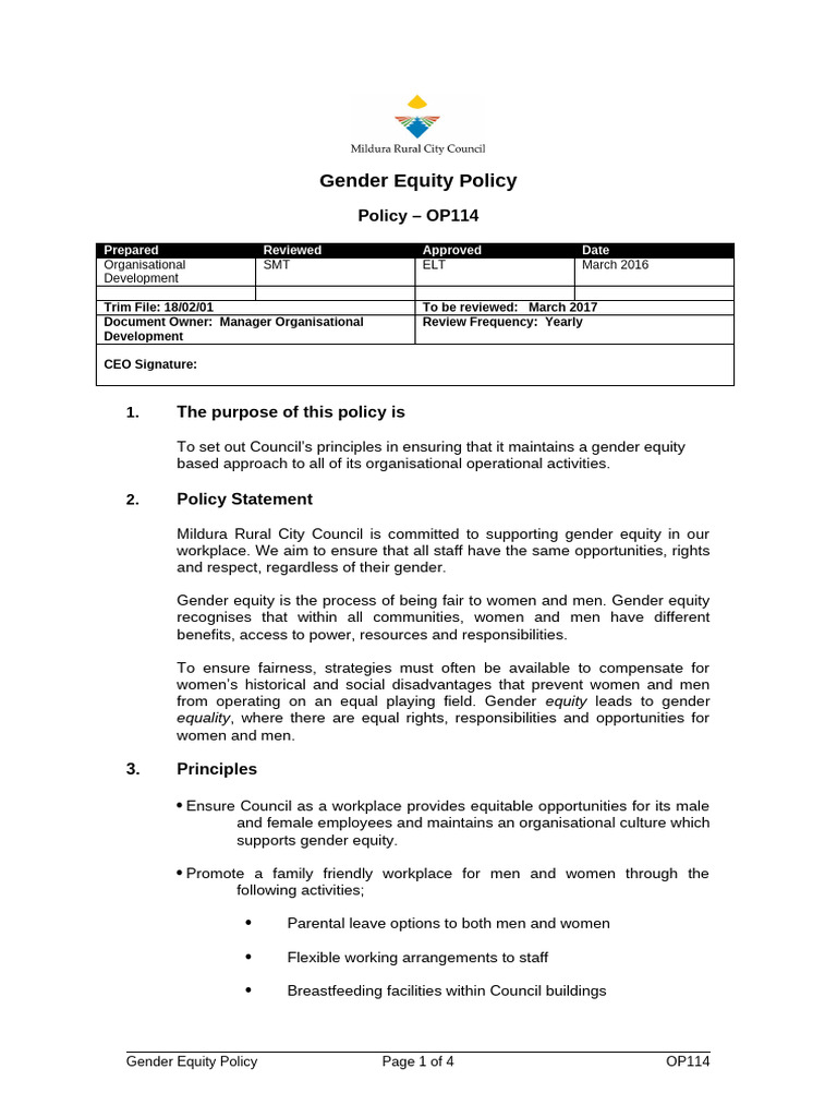 Gender Equity Policy Overview | PDF | Gender Equality | Gender Studies