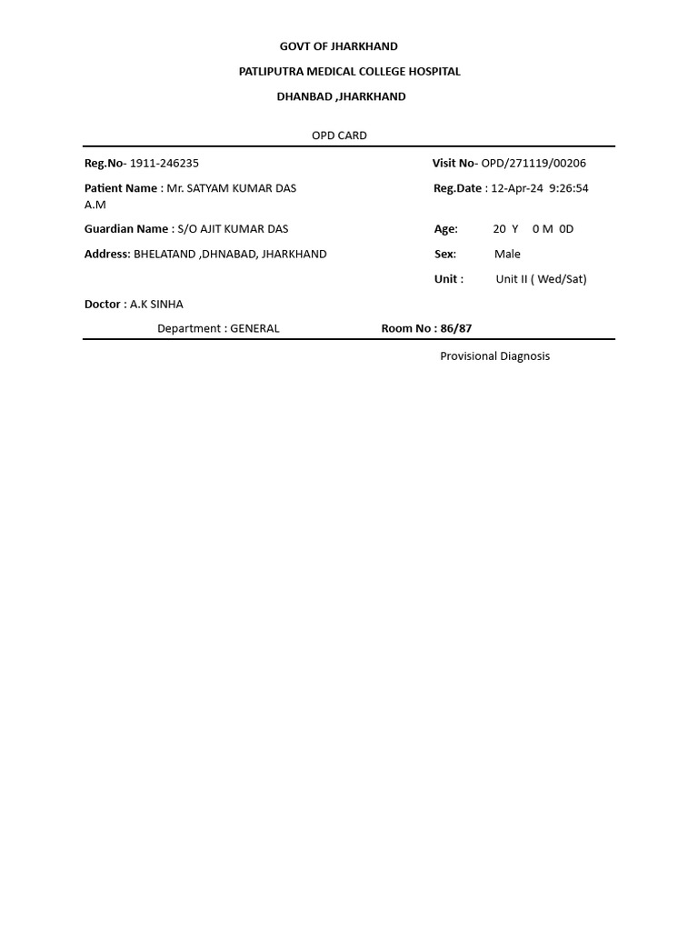 Opd Card | PDF