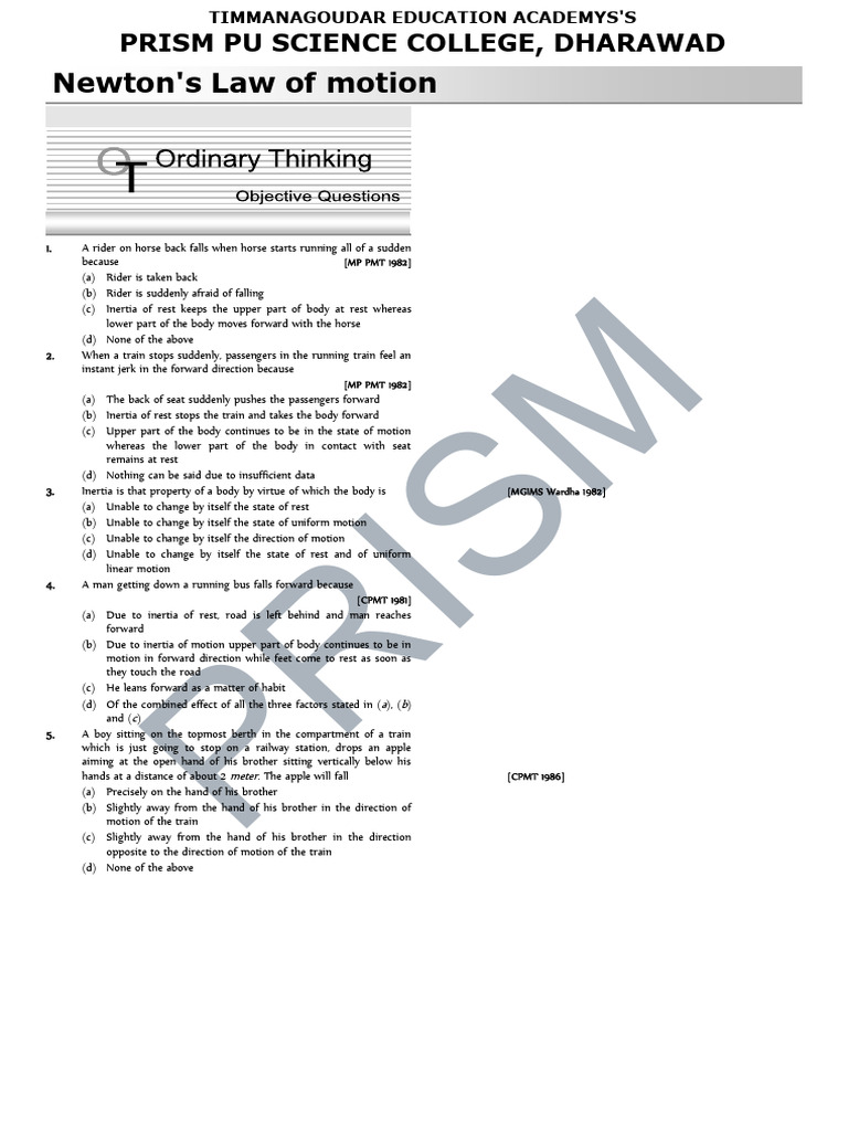 PHYSICS - Newton's Law of Motion | PDF | Force | Weight