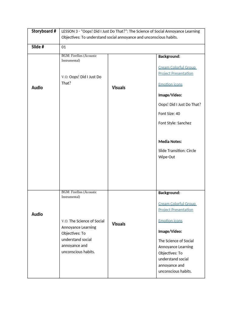Lesson 3 - Storyboard | PDF | Cognition | Cognitive Science