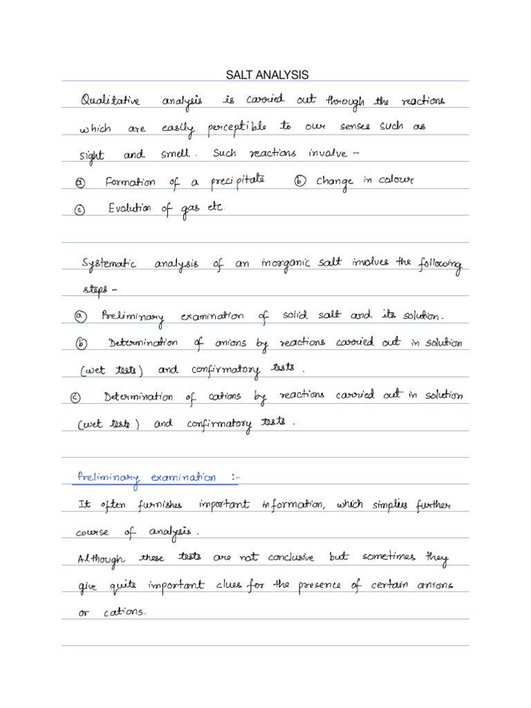 Salt Analysis | PDF