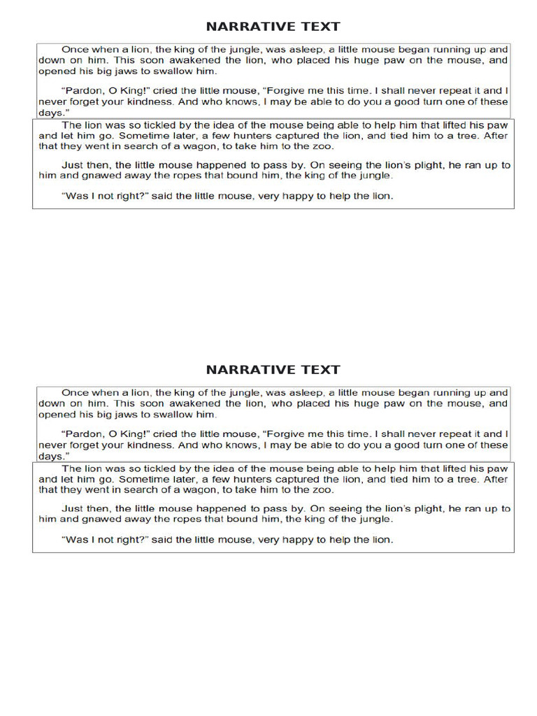 Narrative Text: Kindness Rewarded | PDF