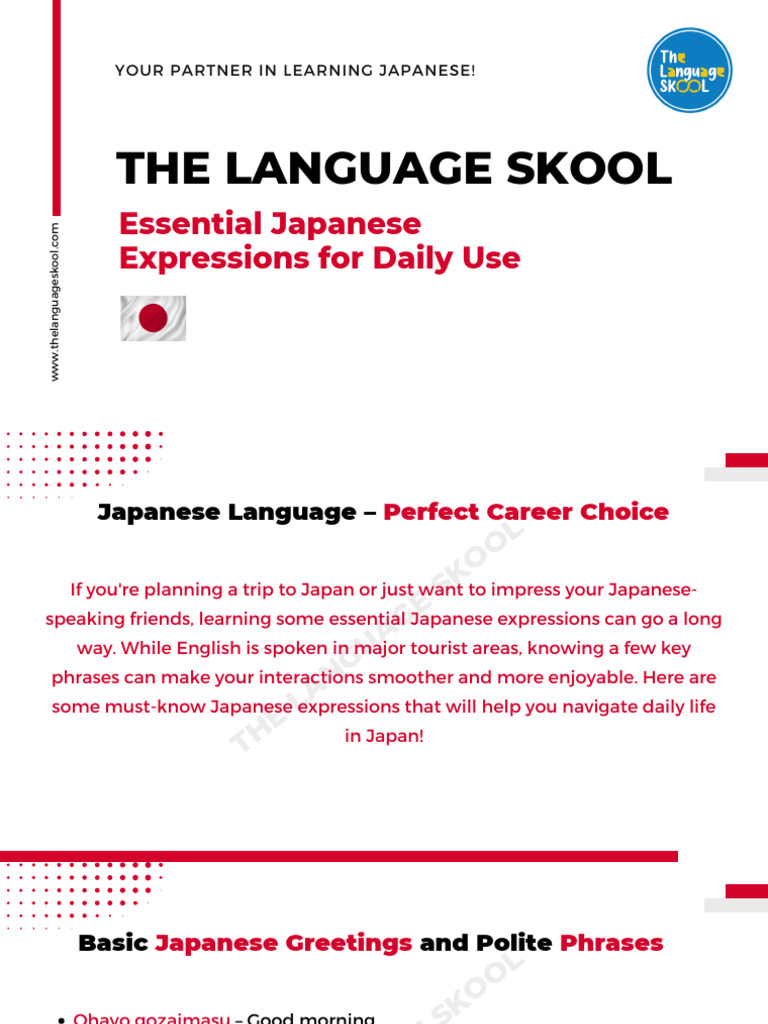 Essential Japanese Expressions for Daily Use | PDF | Japanese Language ...