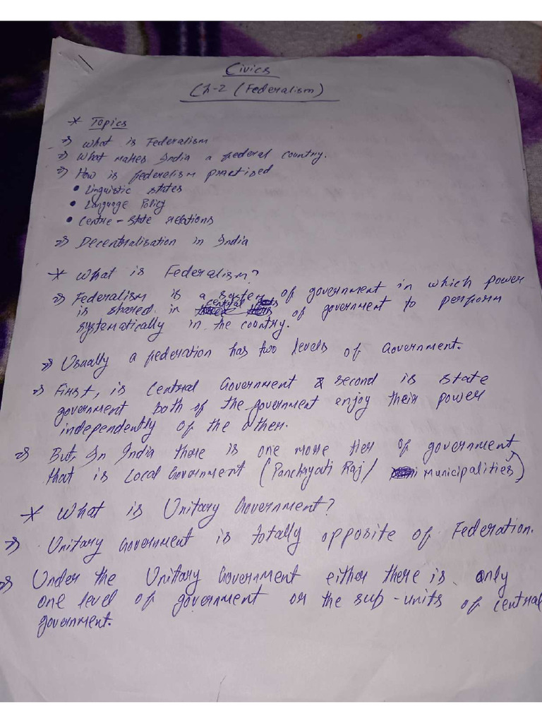 Federalism Class 10TH Cbse | PDF